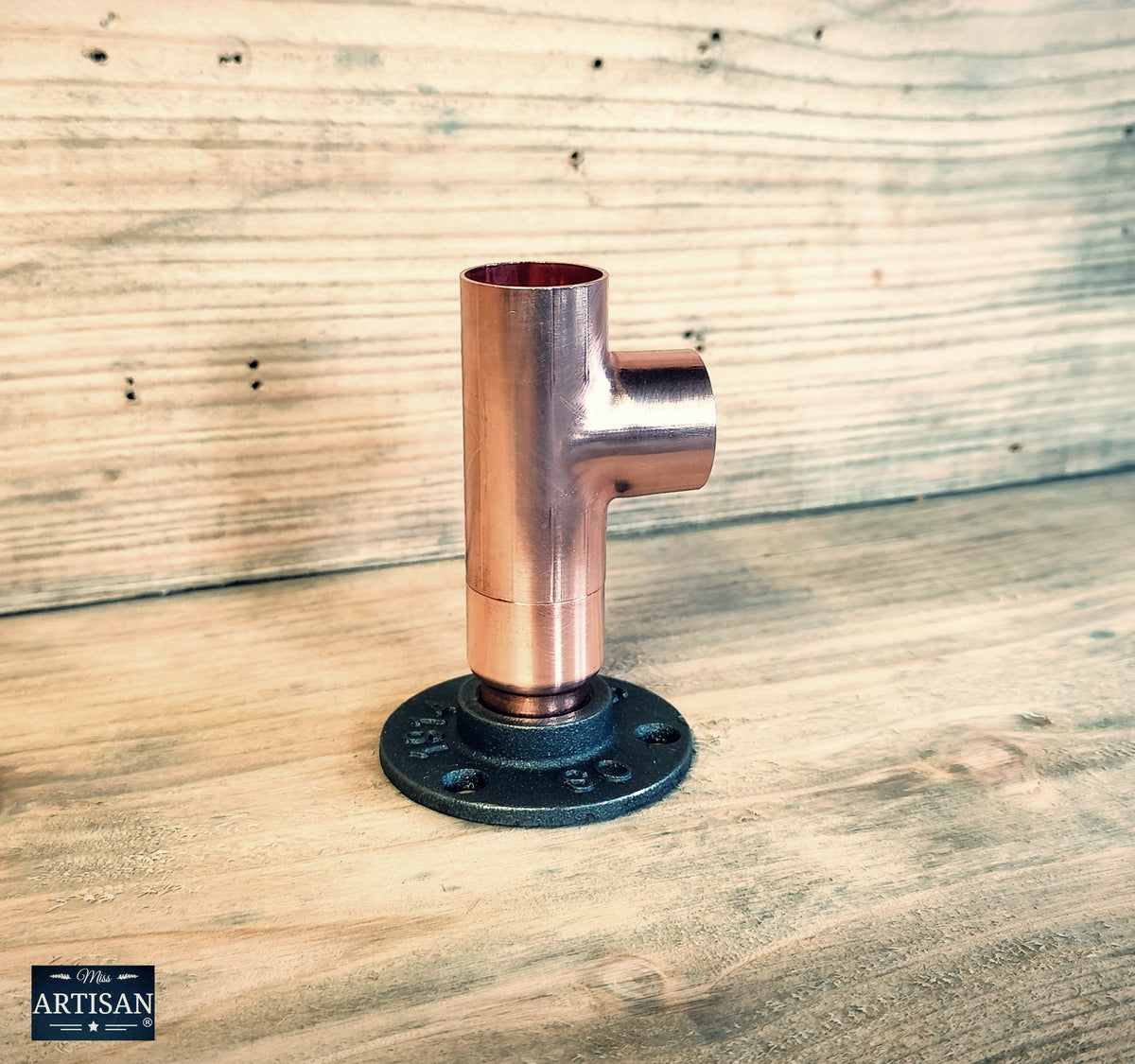 Pipe Furniture - 28mm Copper Iron Side Tee Floor / Wall Flange Pipe ...