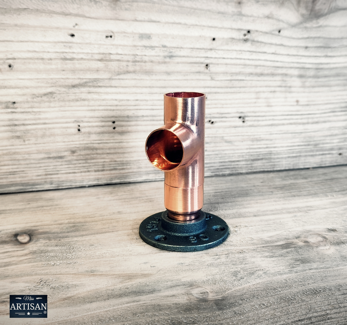 Pipe Furniture - 28mm Copper Iron Side Tee Floor / Wall Flange Pipe ...