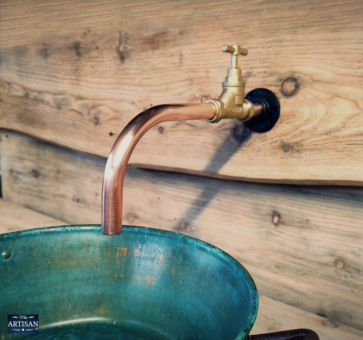 Pair Of Copper Wall Mounted Faucet Taps - Angled Spout – Miss Artisan Ltd
