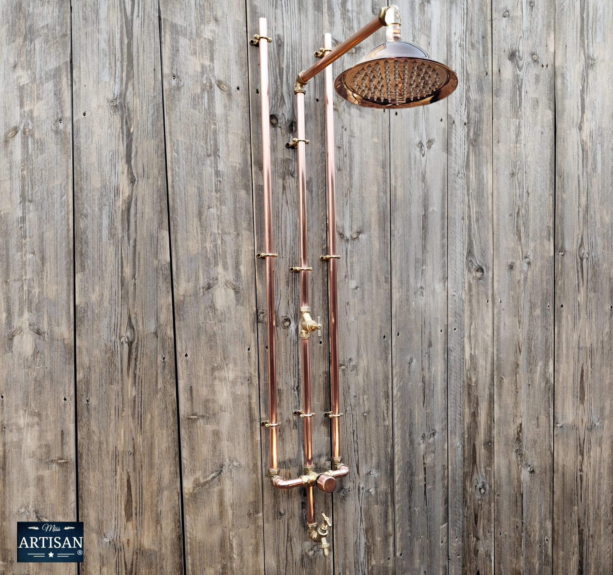 Thermostatic Copper Shower With Ceiling Pipes And Foot Wash – Miss ...