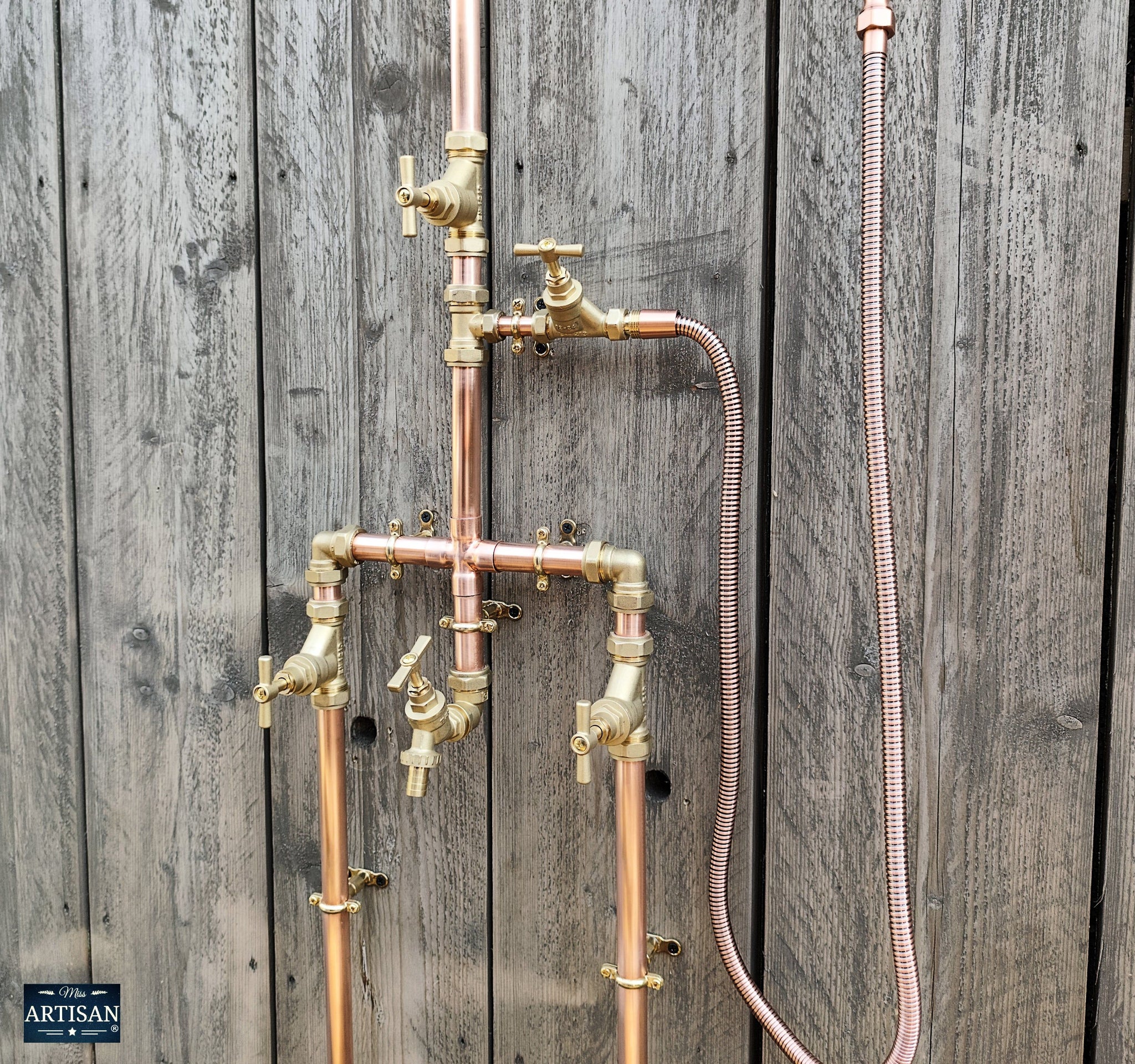 Copper And Brass Shower With Lower Tap, Down Pipes And Hand Sprayer ...
