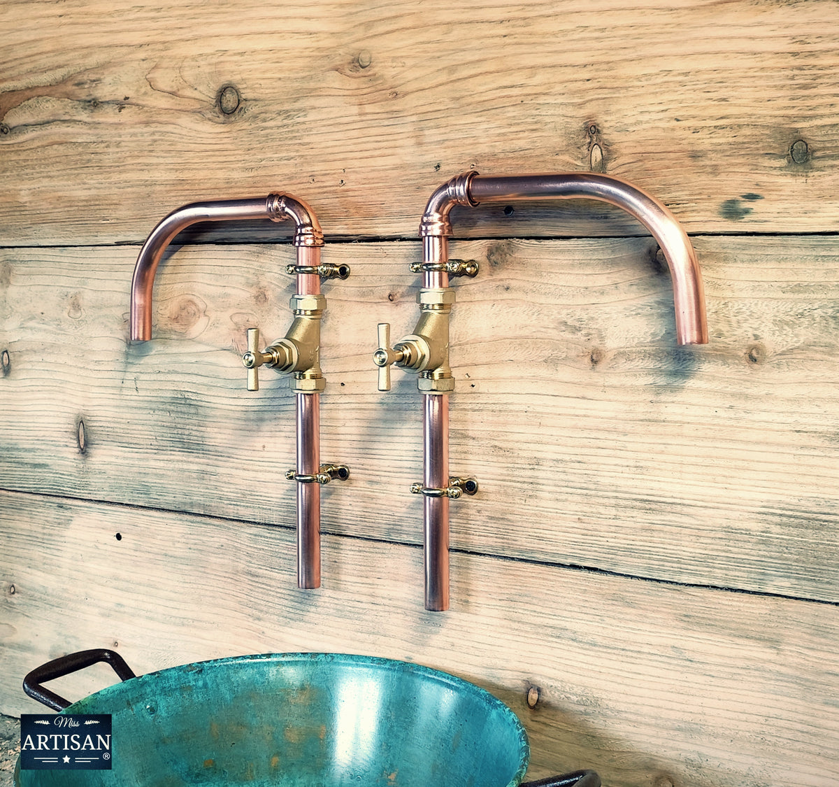 Pair Of Copper Taps Wall Mounted - Swivel Spout – Miss Artisan Ltd