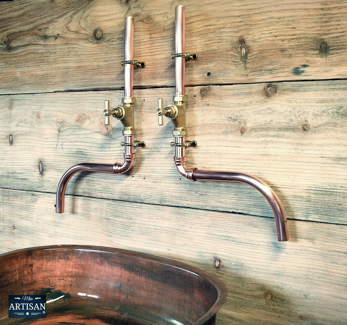 Pair Of Copper Faucet Taps Wall Mounted - Swivel Spout – Miss Artisan Ltd