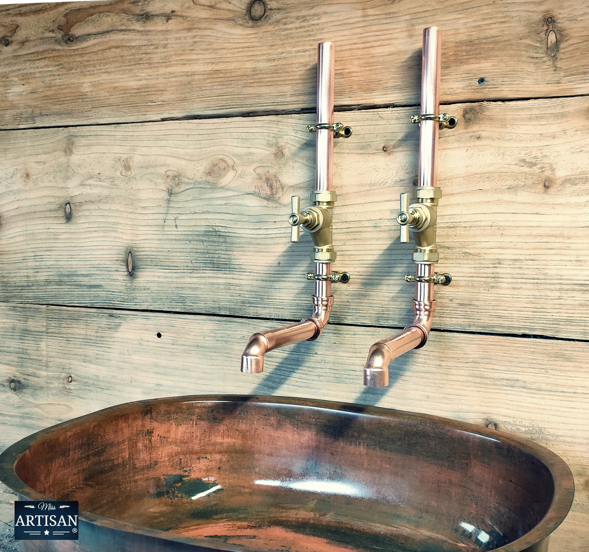 Pair Of Copper Wall Mounted Faucet Taps - Swivel Spout – Miss Artisan Ltd