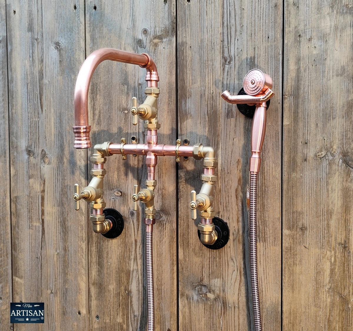 Outdoor / Indoor Copper Pipe Mixer Tap With Hand Sprayer – Miss Artisan Ltd