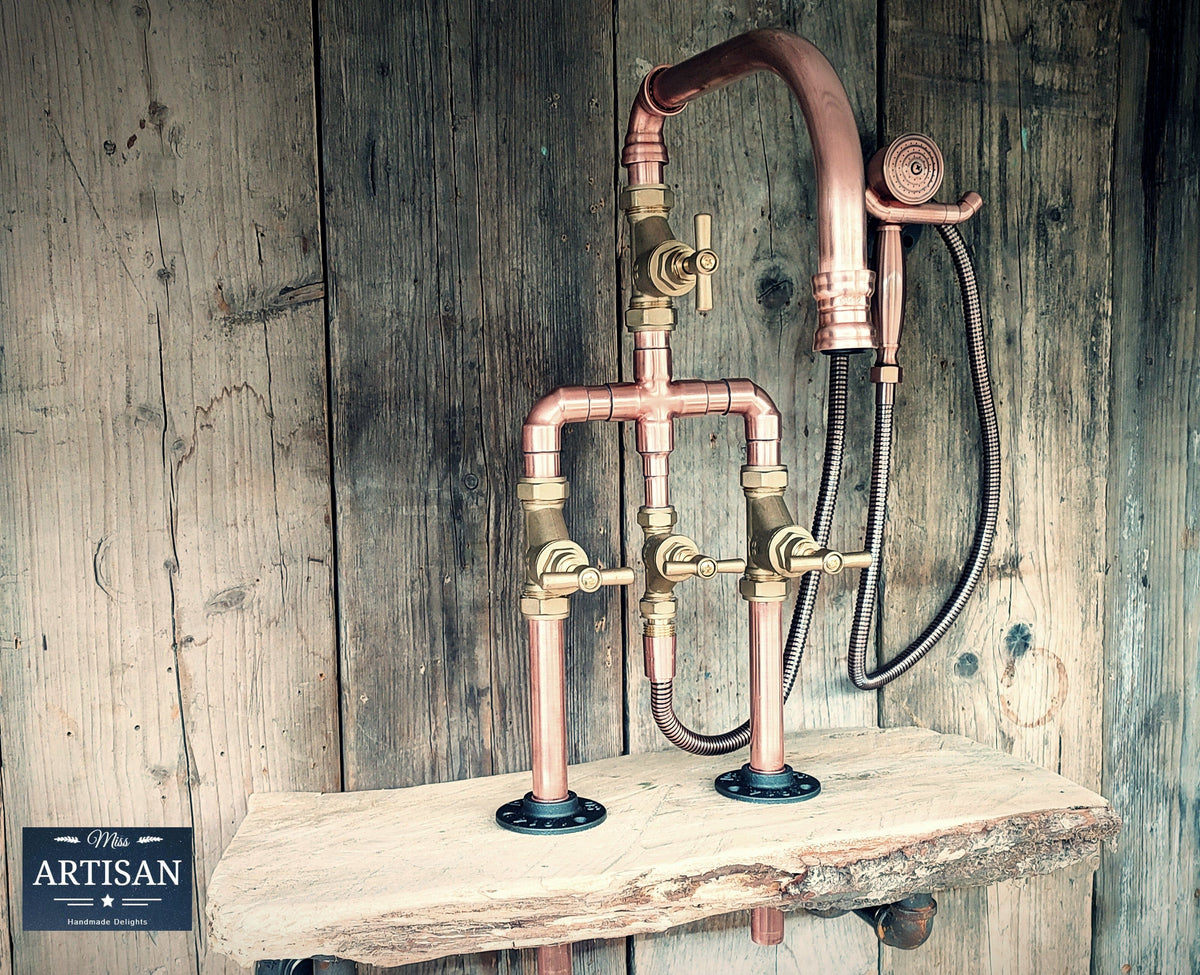 Handmade Copper Brass Mixer Taps With Hand Shower Sprayers Outdoor ...