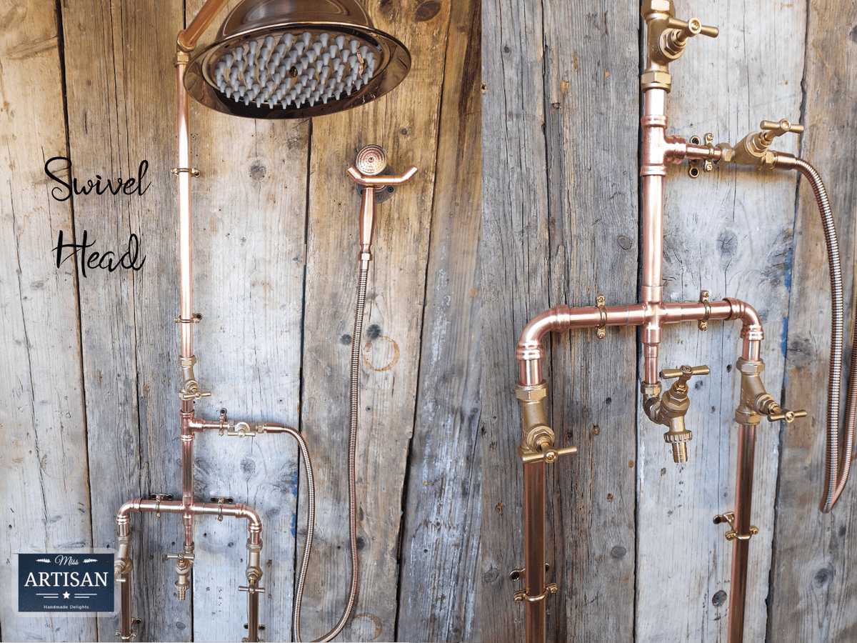 Outdoor Exposed Copper Rain Showers With Outside Tap And Hand Sprayer ...