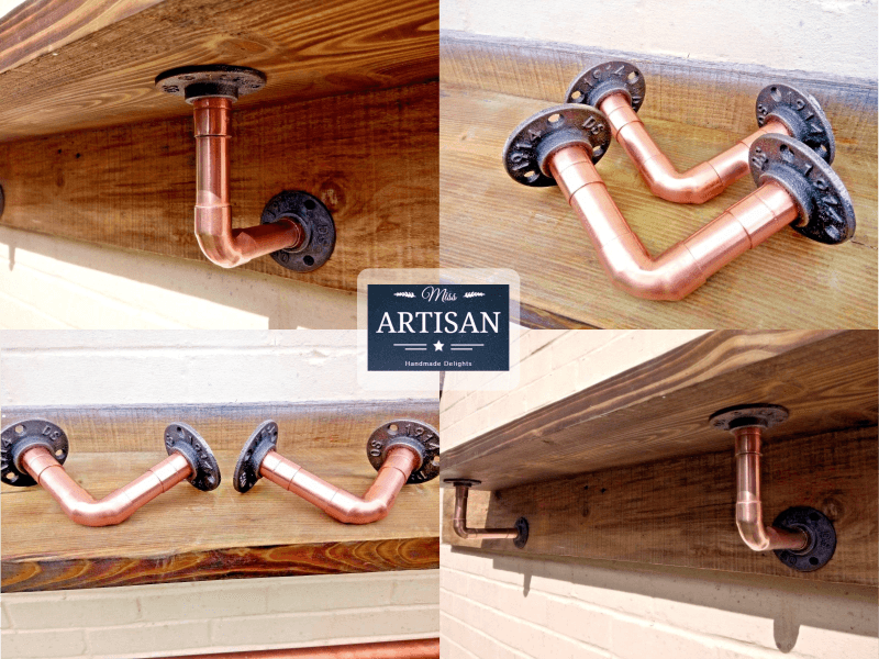Copper Pipe Shelf Brackets - Pair – Miss Artisan Ltd