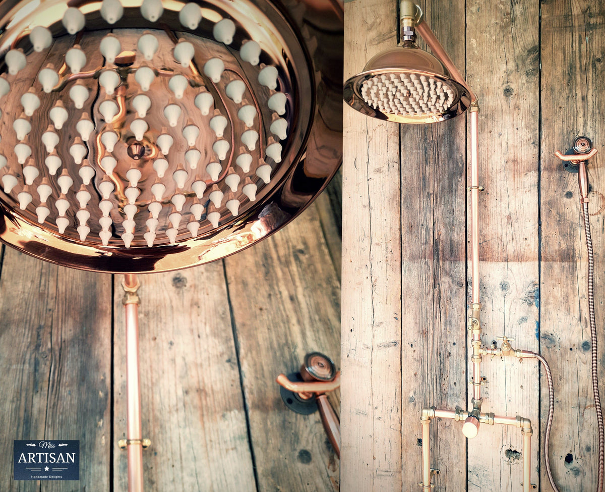 Indoor Outdoor Thermostatic Copper Rain Showers With Hand Sprayer ...