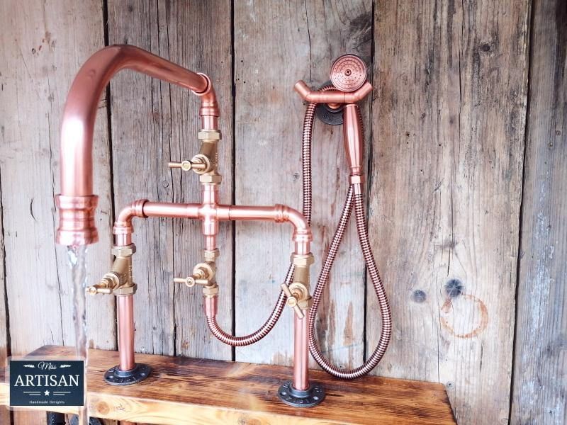Outdoor / Indoor Copper Pipe Mixer Tap With Hand Sprayer – Miss Artisan Ltd
