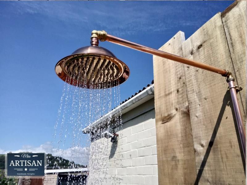 Outdoor / Indoor Copper Pipe Rainfall Shower With Outside Tap Faucet ...