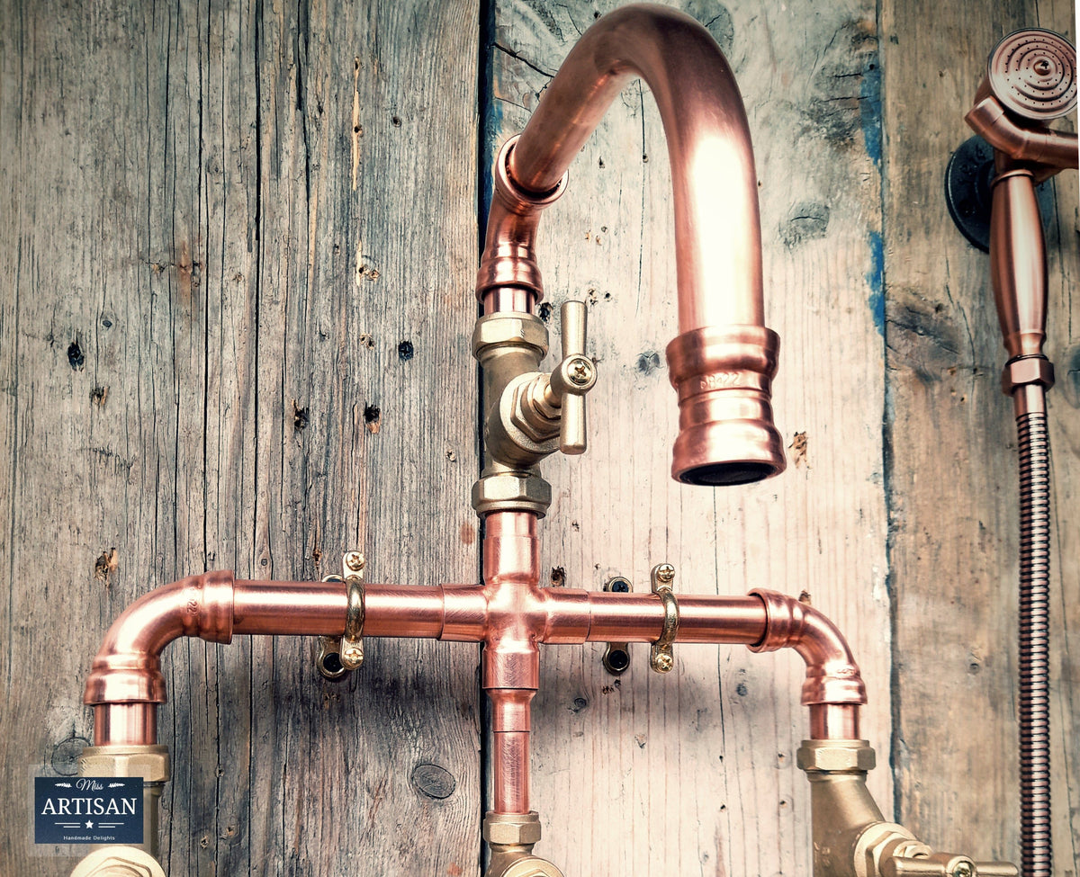 Outdoor / Indoor Copper Pipe Mixer Tap With Hand Sprayer – Miss Artisan Ltd