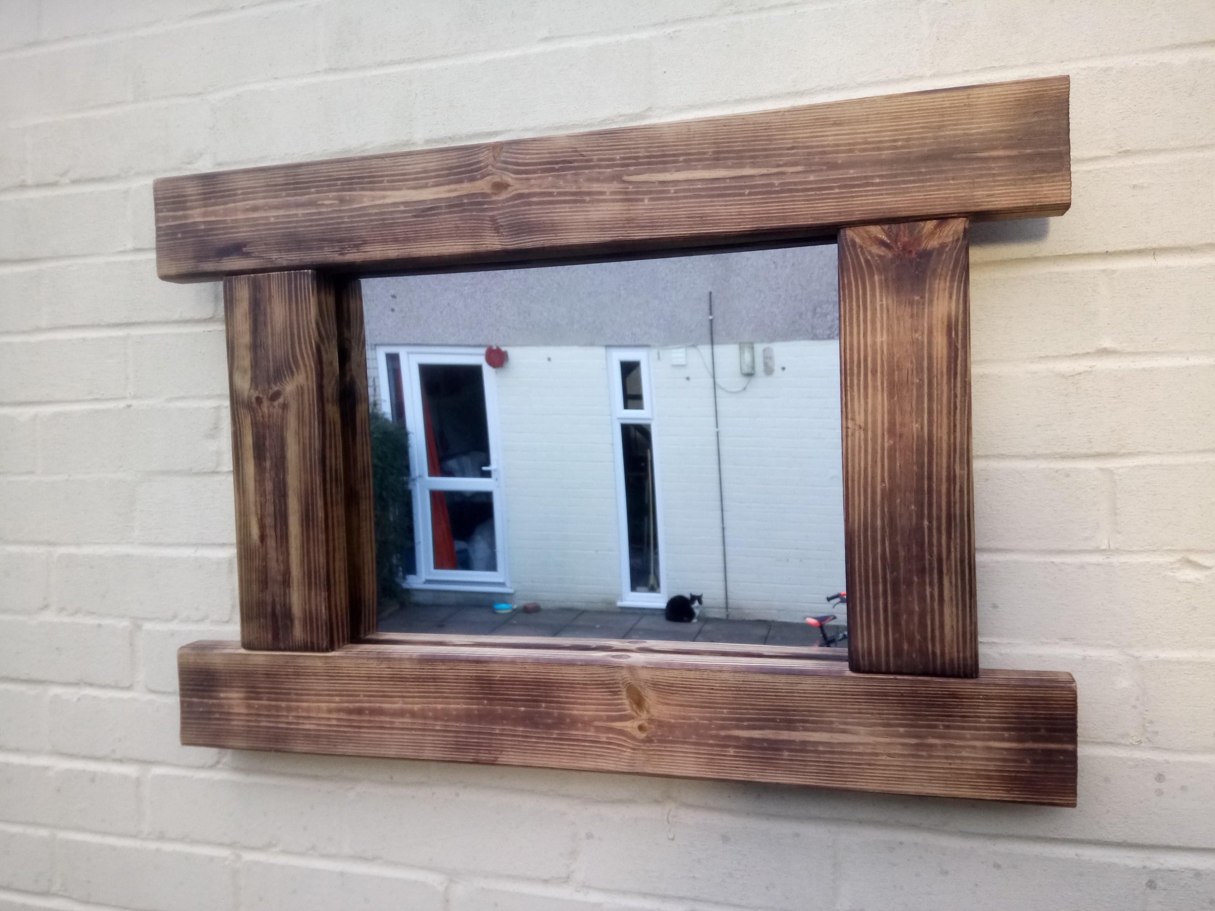 Rustic Wood Mirror Frame Rustic Mirrors: Antler & Wood Mirror | Black